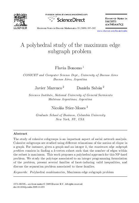 (PDF) A polyhedral study of the maximum edge subgraph problem