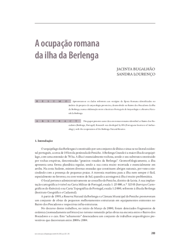 (PDF) A ocupação romana da ilha da Berlenga