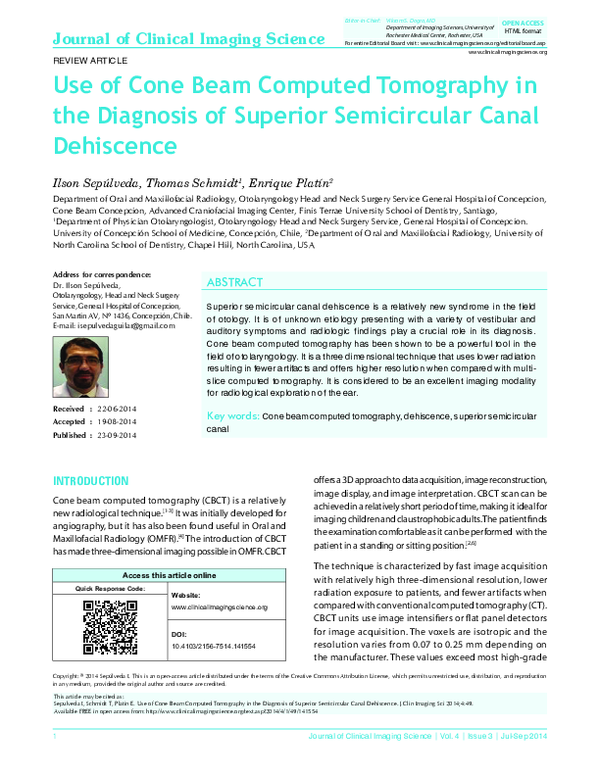 (PDF) Use of Cone Beam Computed Tomography in the Diagnosis of Superior ...