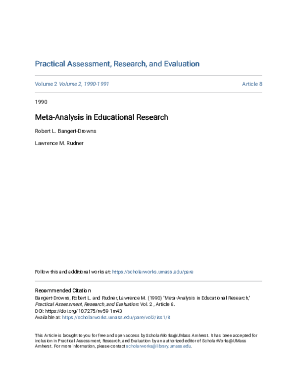 (PDF) Meta-Analysis in Educational Research