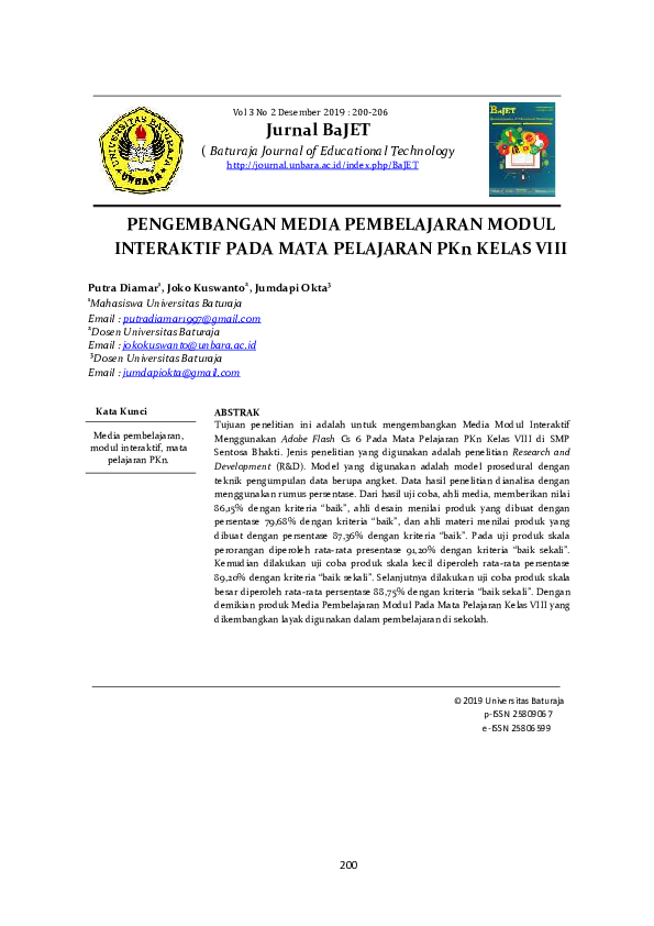 (PDF) Pengembangan Media Pembelajaran Modul Interaktif Pada Mata Pelajaran PKn Kelas VIII