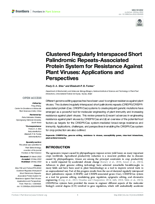 (PDF) Clustered Regularly Interspaced Short Palindromic Repeats-Associated Protein System for ...