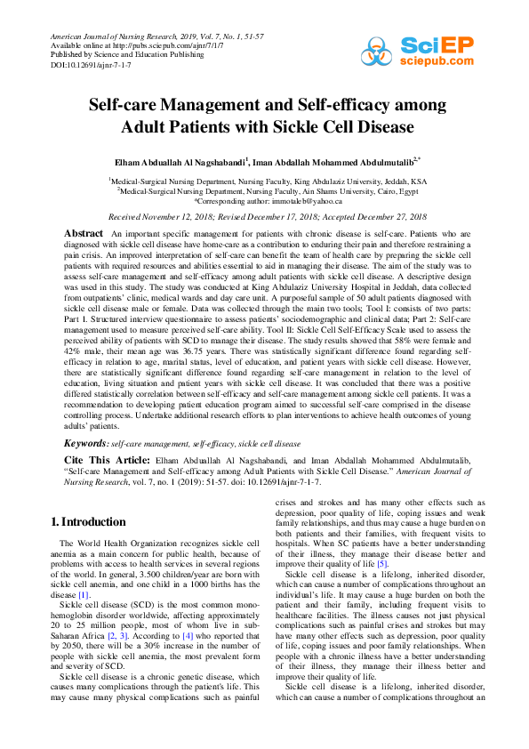 (PDF) Self-care Management and Self-efficacy among Adult Patients with ...