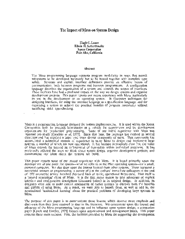 (PDF) The impact of mesa on system design