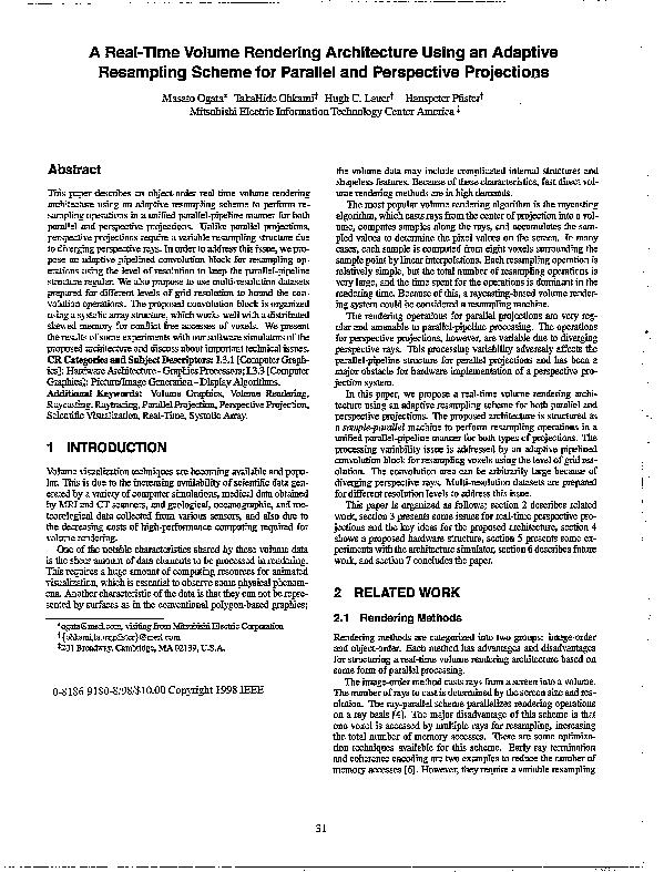 Pdf A Real Time Volume Rendering Architecture Using An Adaptive Resampling Scheme For Parallel