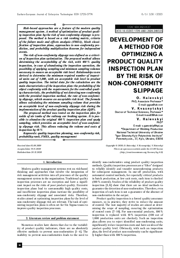 (PDF) Development of a Method for Optimizing a Product Quality ...