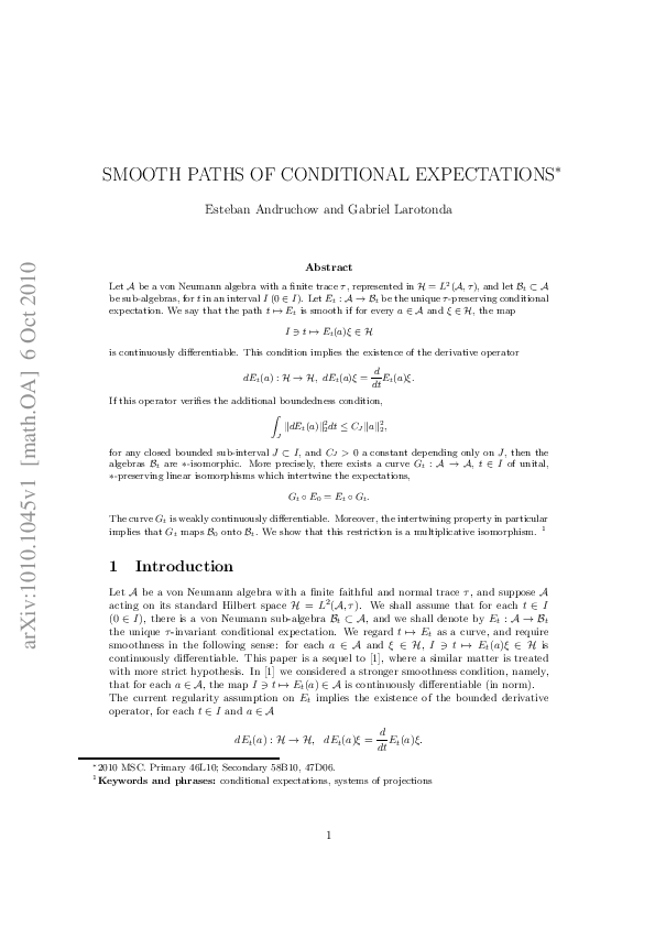 (PDF) Smooth paths of conditional expectations