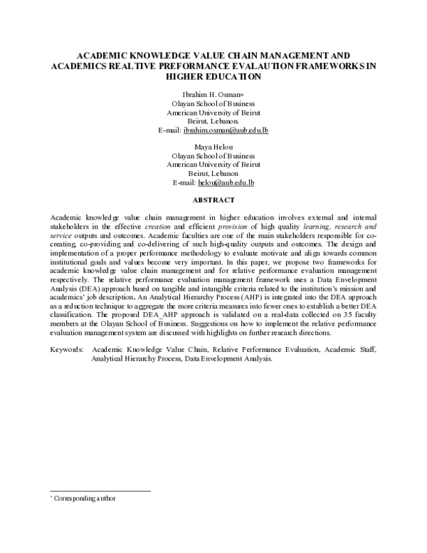 (PDF) Academic Knowledge Value Chain Management andAcademics Relative ...
