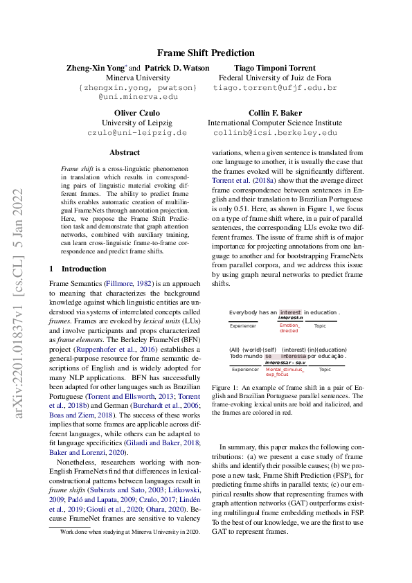 (PDF) Frame Shift Prediction