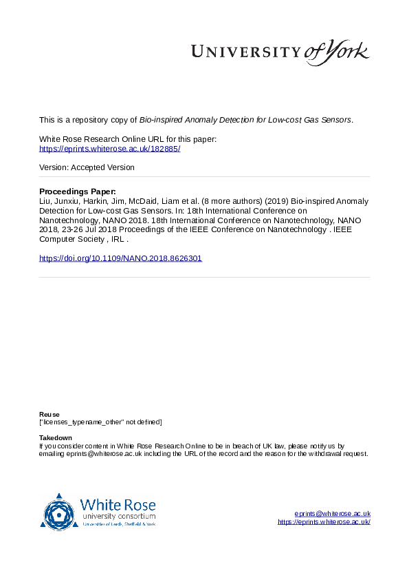 (PDF) Bio-inspired Anomaly Detection for Low-cost Gas Sensors