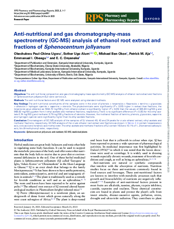 (PDF) Anti-nutritional and gas chromatography-mass spectrometry (GC-MS ...