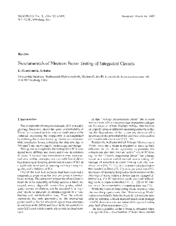 (PDF) Fundamentals of electron beam testing of integrated circuits