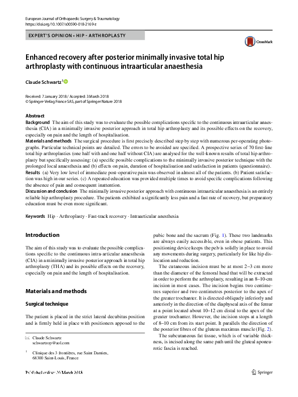 (PDF) Enhanced recovery after posterior minimally invasive total hip ...