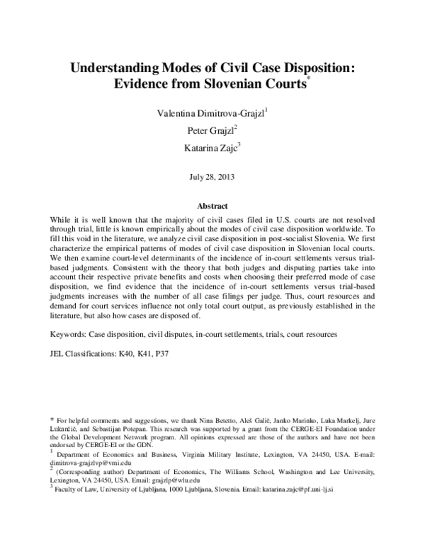 (PDF) Understanding modes of civil case disposition: Evidence from ...