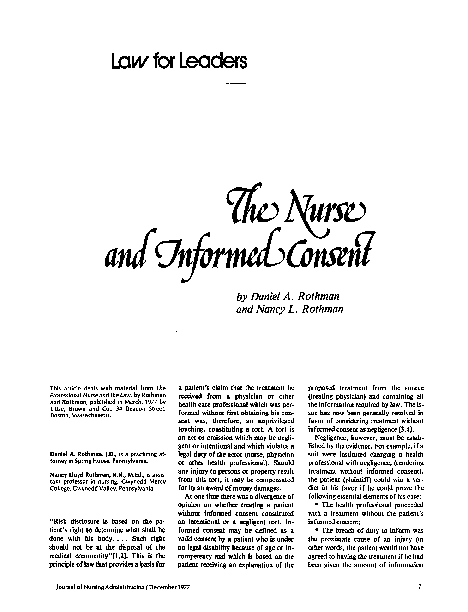 (PDF) The Nurse and Informed Consent