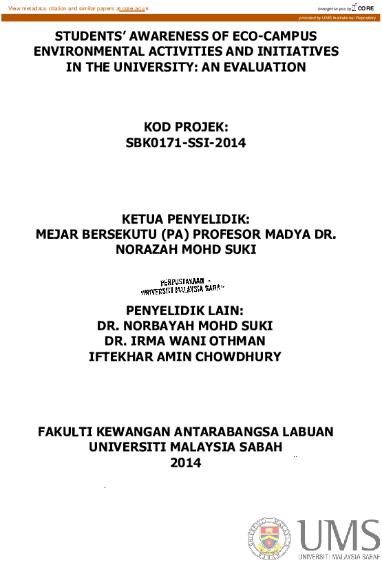 (PDF) Students' awareness of Eco-Campus environmental activities and initiatives in the ...