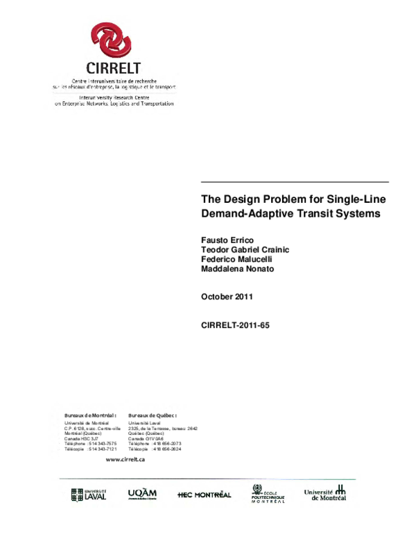(PDF) The Design Problem for Single-Line Demand-Adaptive Transit ...