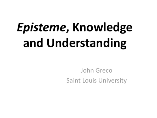 (PDF) Episteme: Knowledge and Understanding