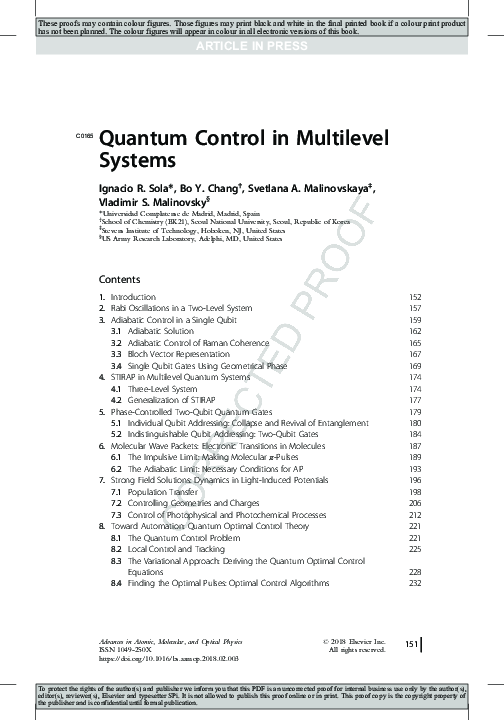 (PDF) Quantum Control in Multilevel Systems