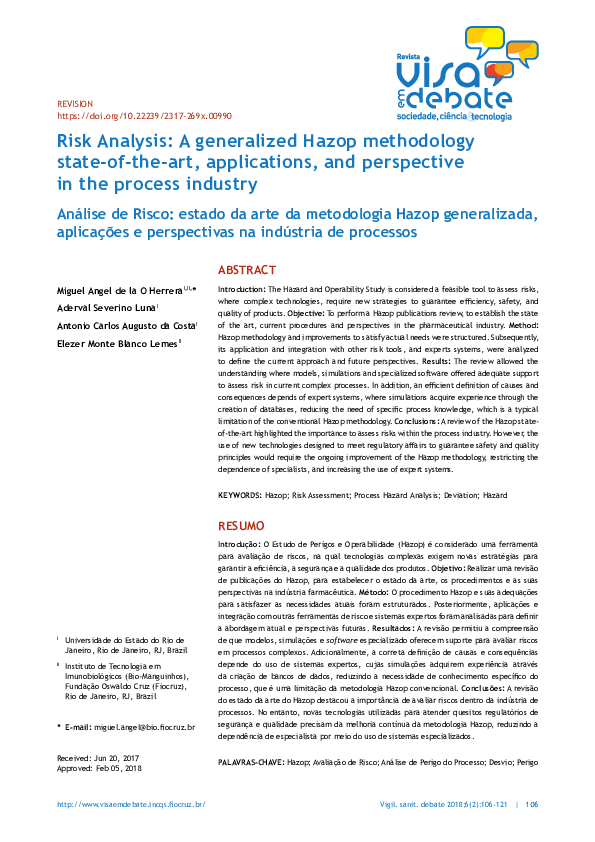 (PDF) Risk Analysis: A generalized Hazop methodology state-of-the-art, applications, and ...