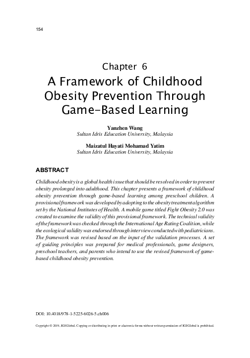 (PDF) A Framework of Childhood Obesity Prevention Through Game-Based ...