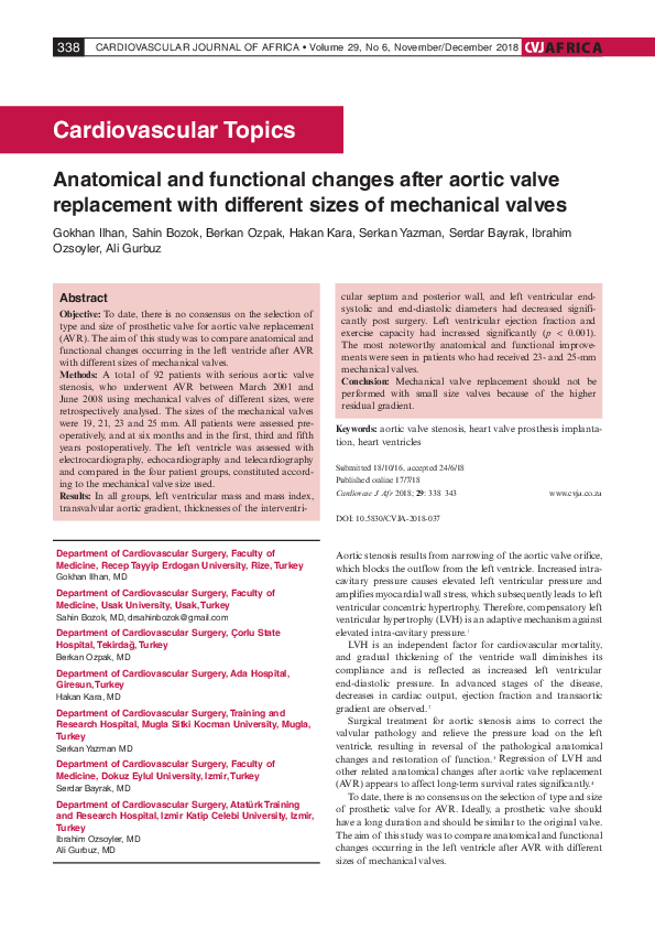 (PDF) Anatomical and functional changes after aortic valve replacement ...