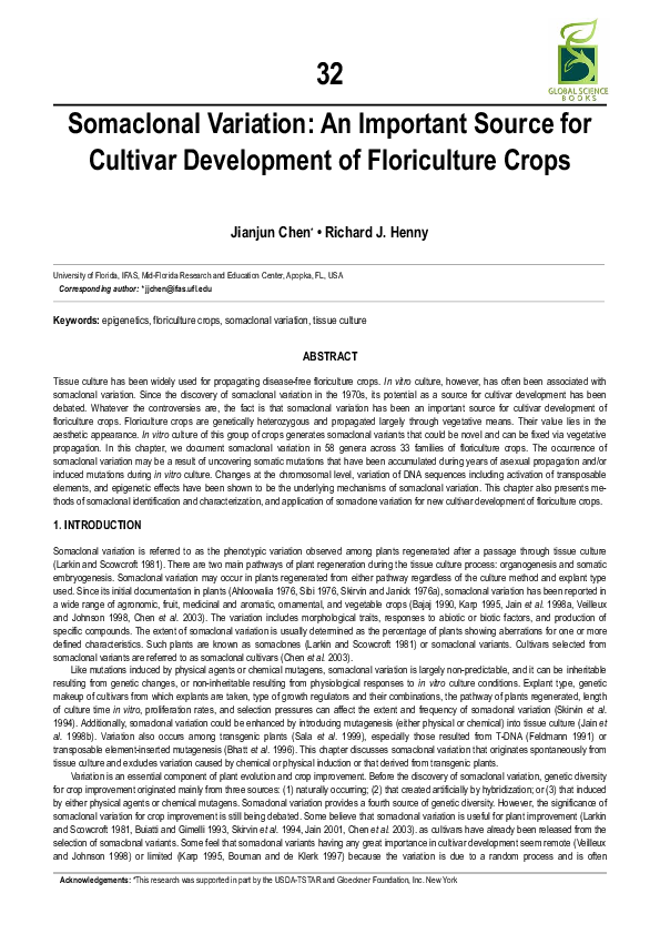 (PDF) Somaclonal Variation: An Important Source for Cultivar ...