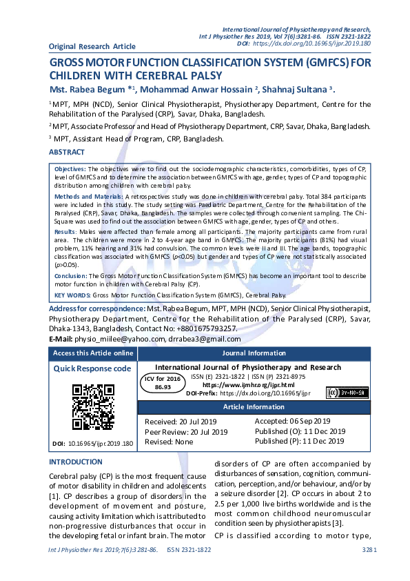 (PDF) Gross Motor Function Classification System (GMFCS) for Children with Cerebral Palsy | Mst ...