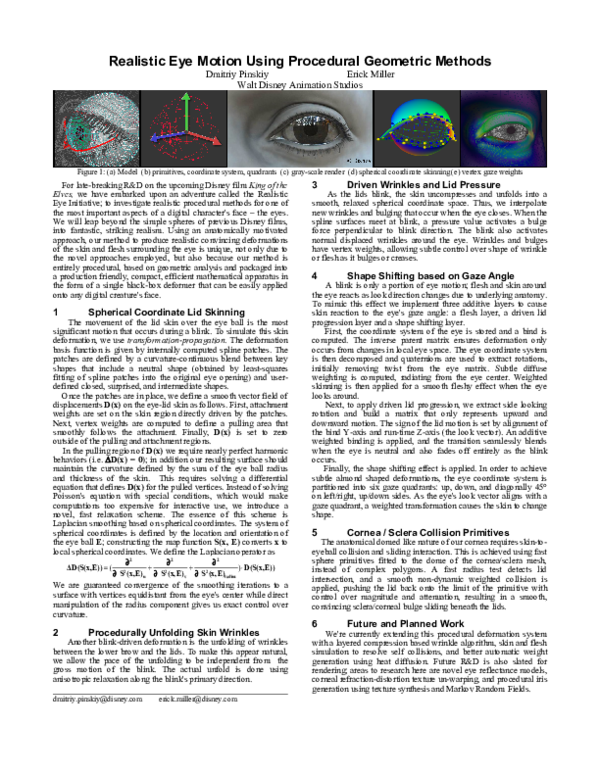 (PDF) Realistic eye motion using procedural geometric methods | Erick Miller - Academia.edu