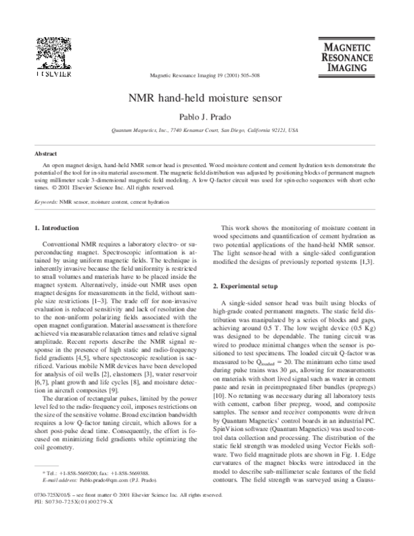 (PDF) Hand-Held NMR Sensor for Moisture and Material Analysis