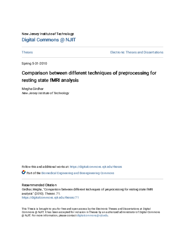(PDF) Comparison between different techniques of preprocessing for resting state fMRI analysis