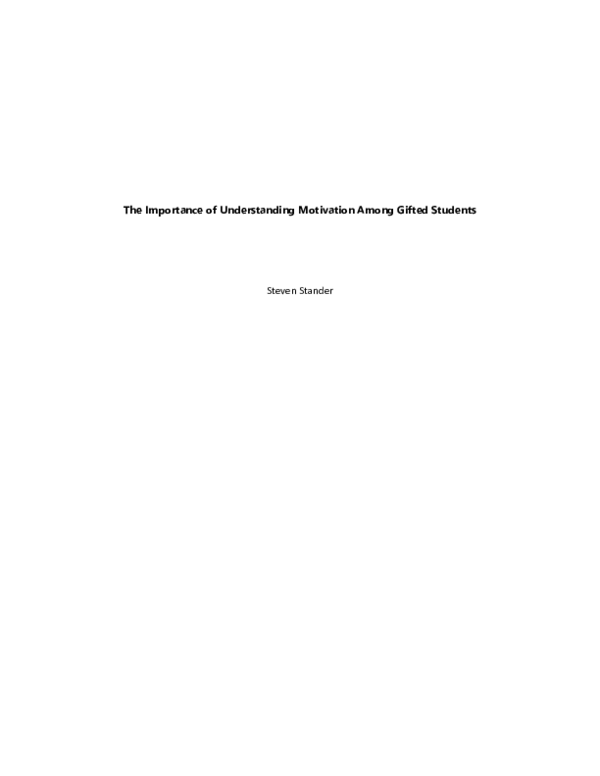 (PDF) The Importance of Understanding Motivation Among Gifted Students
