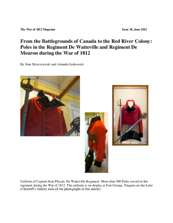 (PDF) From the Battlegrounds of Canada to the Red River Colony: Poles ...