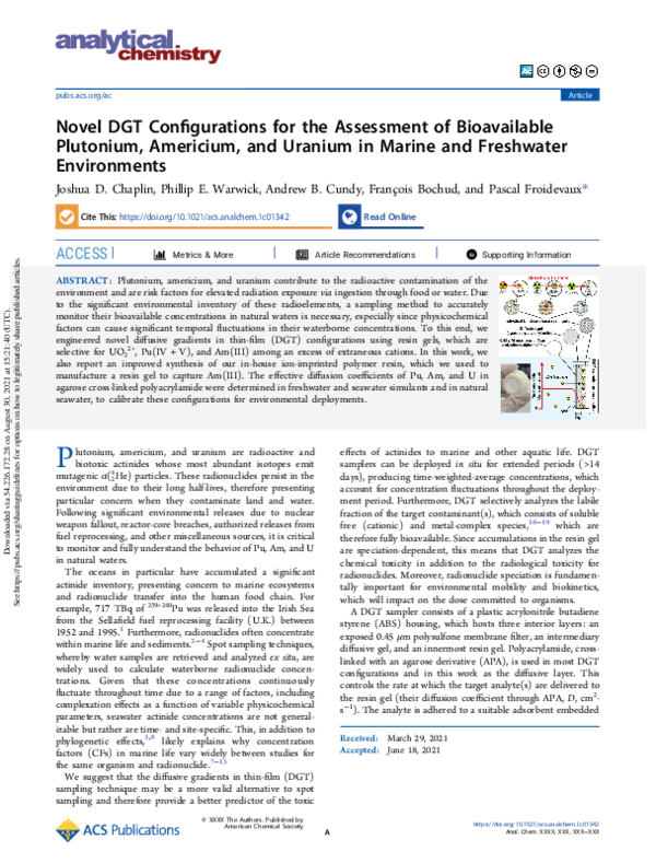 (PDF) Novel DGT Configurations for the Assessment of Bioavailable Plutonium, Americium, and ...
