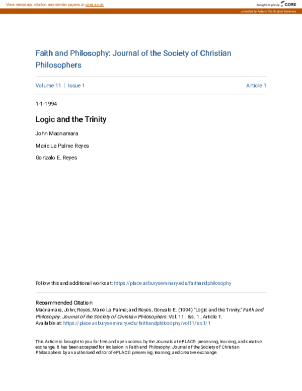 (PDF) Logic and the Trinity
