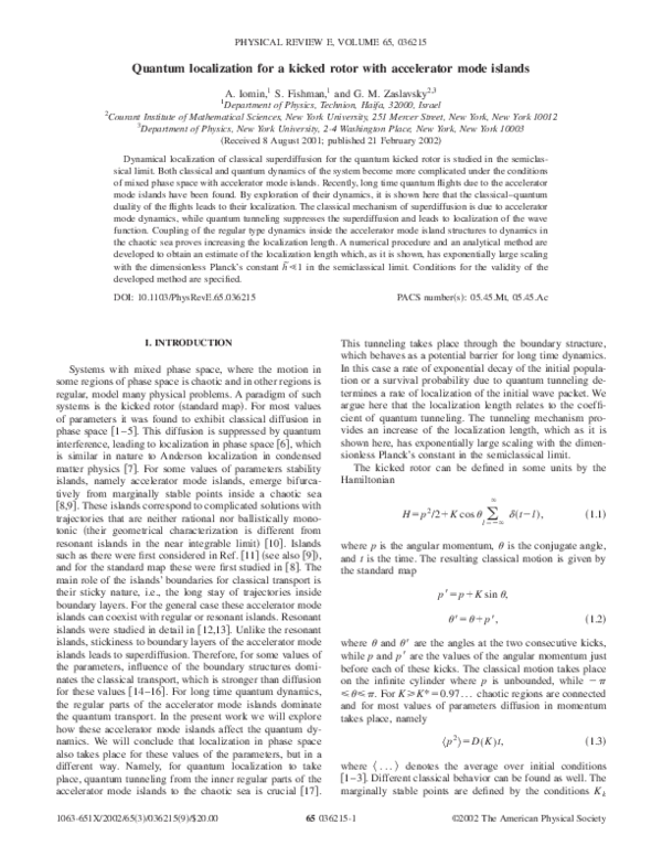 (PDF) Quantum localization for a kicked rotor with accelerator mode islands