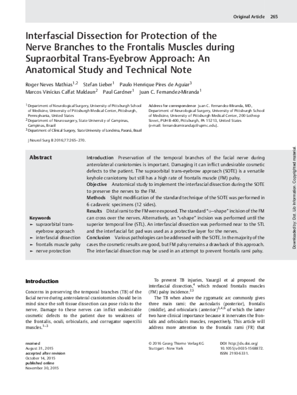 (PDF) Interfascial Dissection for Protection of the Nerve Branches to ...