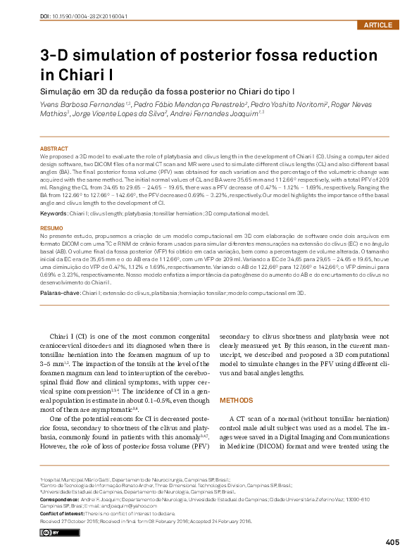 (PDF) 3-D simulation of posterior fossa reduction in Chiari I | Roger ...