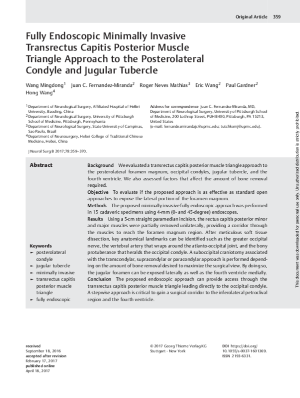 (PDF) Fully Endoscopic Minimally Invasive Transrectus Capitis Posterior ...