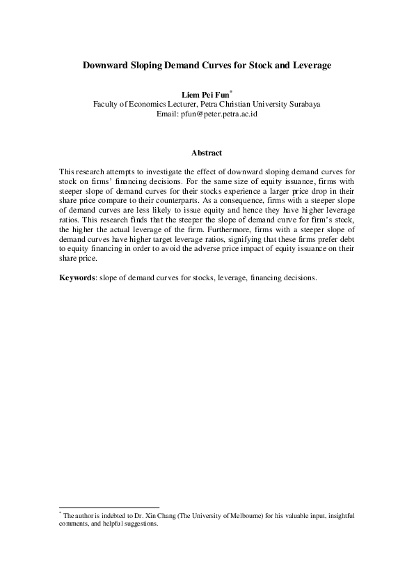(PDF) Downward Sloping Demand Curves for Stock and Leverage