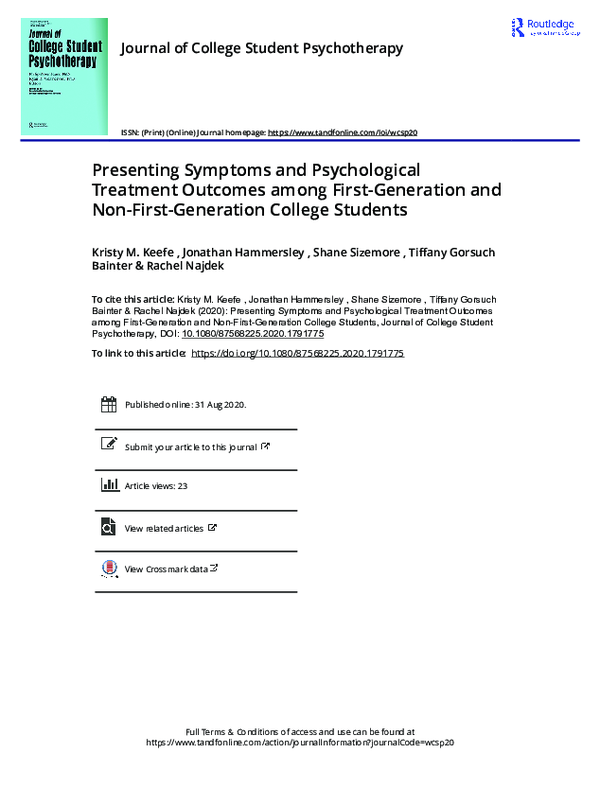(PDF) Presenting Symptoms and Psychological Treatment Outcomes among ...