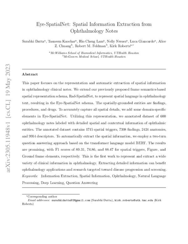 (PDF) Eye-SpatialNet: Spatial Information Extraction from Ophthalmology ...