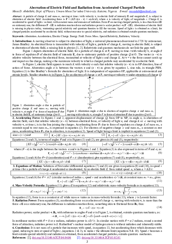(PDF) Aberration of Electric Field and Radiation from Accelerated ...
