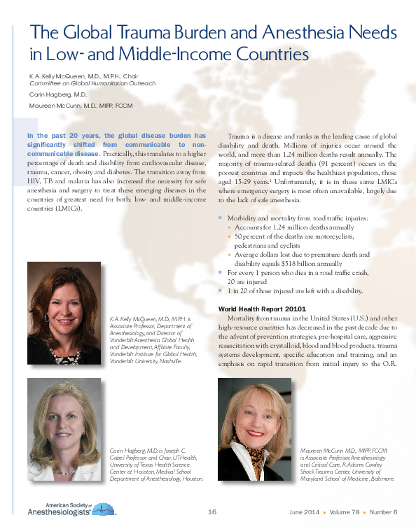 (PDF) The Global Trauma Burden and Anesthesia Needs in Low- and Middle ...
