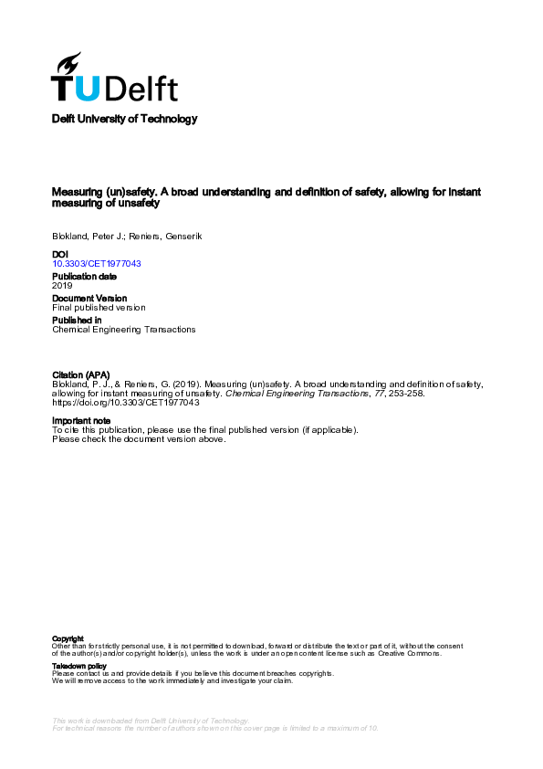 (PDF) Measuring (un)safety. A broad understanding and definition of ...