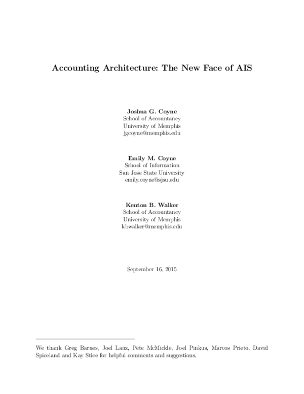 (PDF) Accounting Architecture: The New Face of AIS
