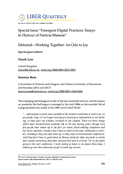 (PDF) Working together: an ode to joy