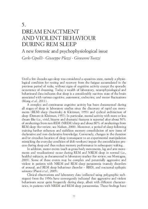 (PDF) DREAM ENACTMENT AND VIOLENT BEHAVIOuR DuRINg REM SLEEP