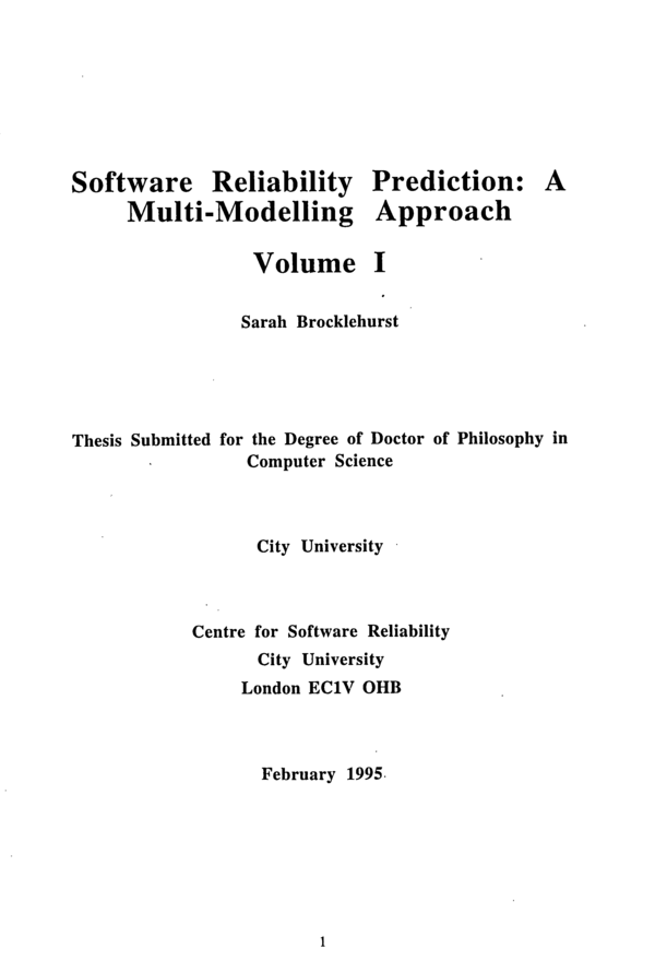 (PDF) Software reliability prediction : a multi-modelling approach