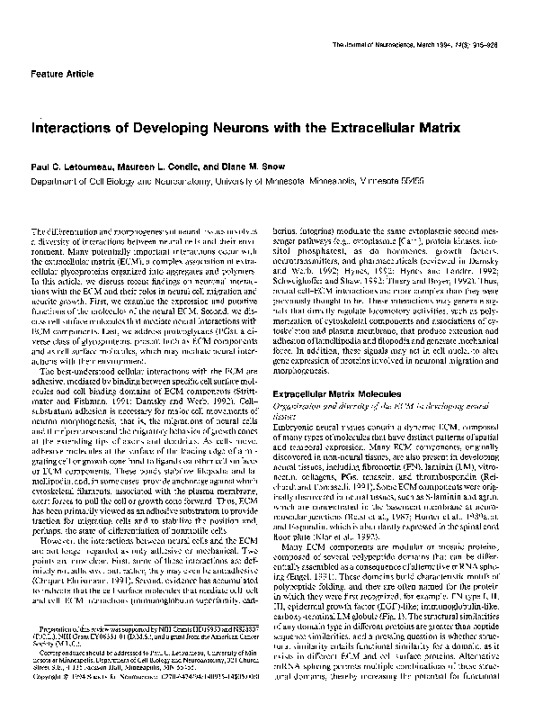 (PDF) Interactions of developing neurons with the extracellular matrix